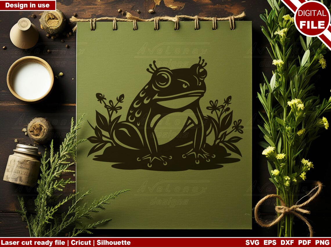 Frog Laser Cut File, Frog With Flowers Svg, Funny Frog Girl Cut File ...