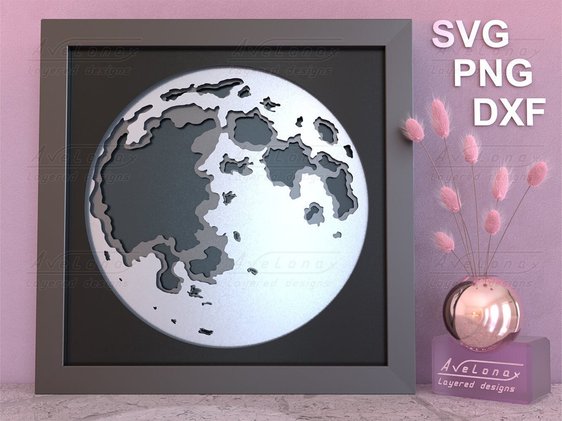 Moon Shadow Box Svg, Multilayered Moon Cut File, Celestial Svg, 3D ...