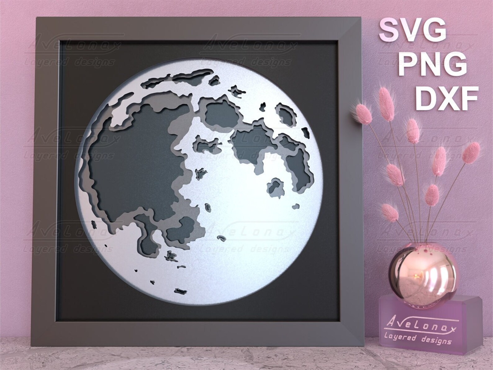 Moon Shadow Box Svg Multilayered Moon Cut File Celestial - Etsy