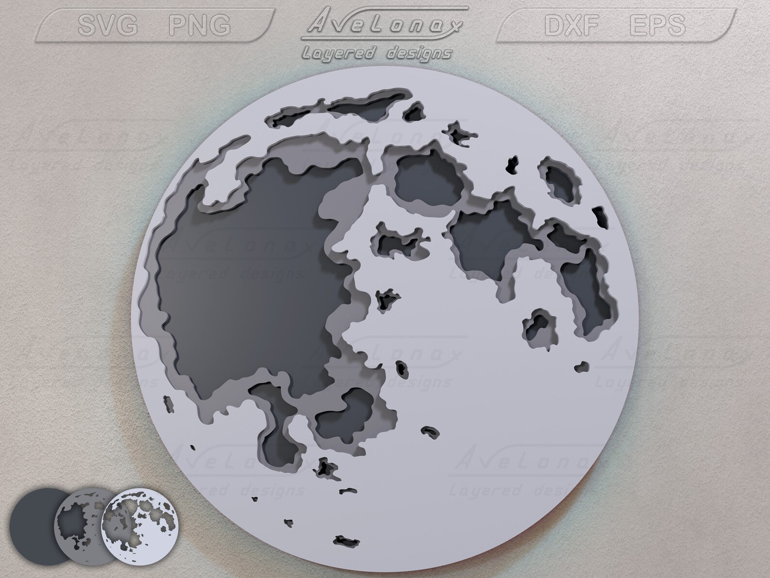 Moon Svg, Layered Moon Cut File, Multilayered Moon Laser Cut File, Moon ...
