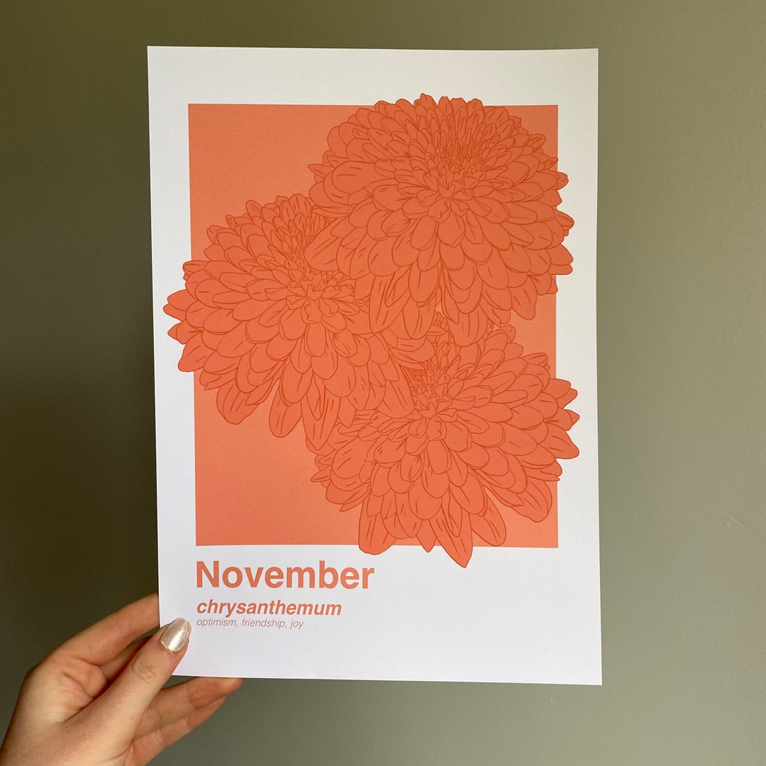 November Birth Flower Print printable/downloadable - Etsy