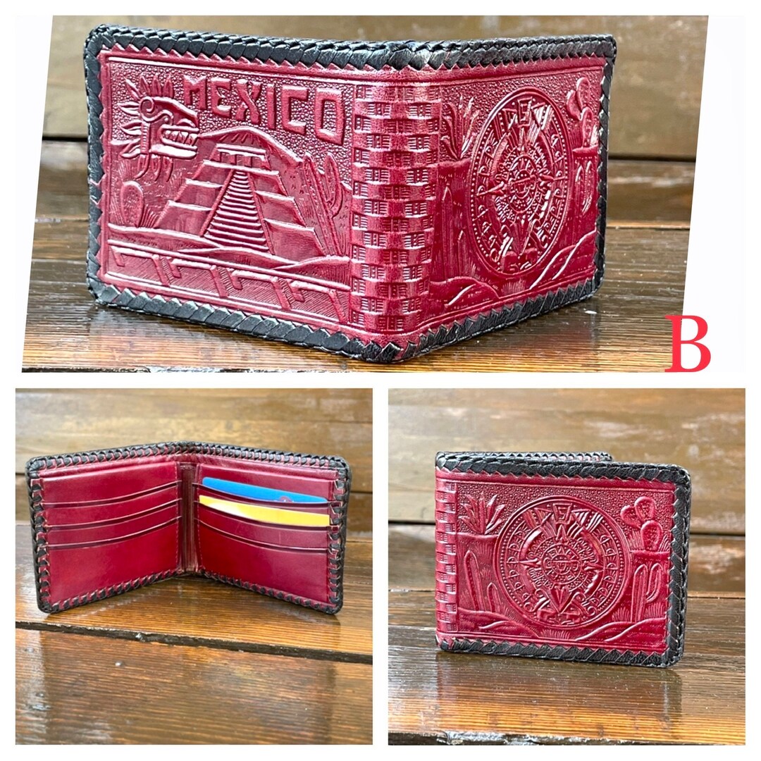 Handmade Mexican Hand Tooled Laced Leather Men's Wallets - Etsy