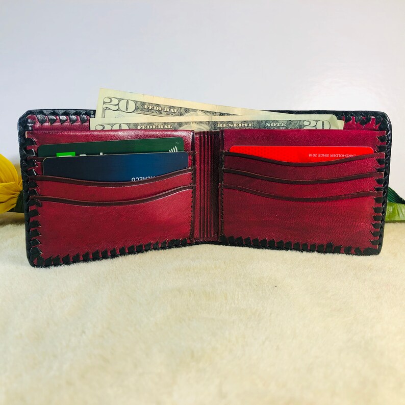 Handmade Mexican Hand Tooled Laced Leather Men's Wallets | Etsy