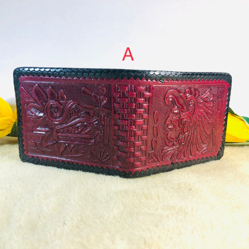 Handmade Mexican Hand Tooled Laced Leather Men's Wallets | Etsy