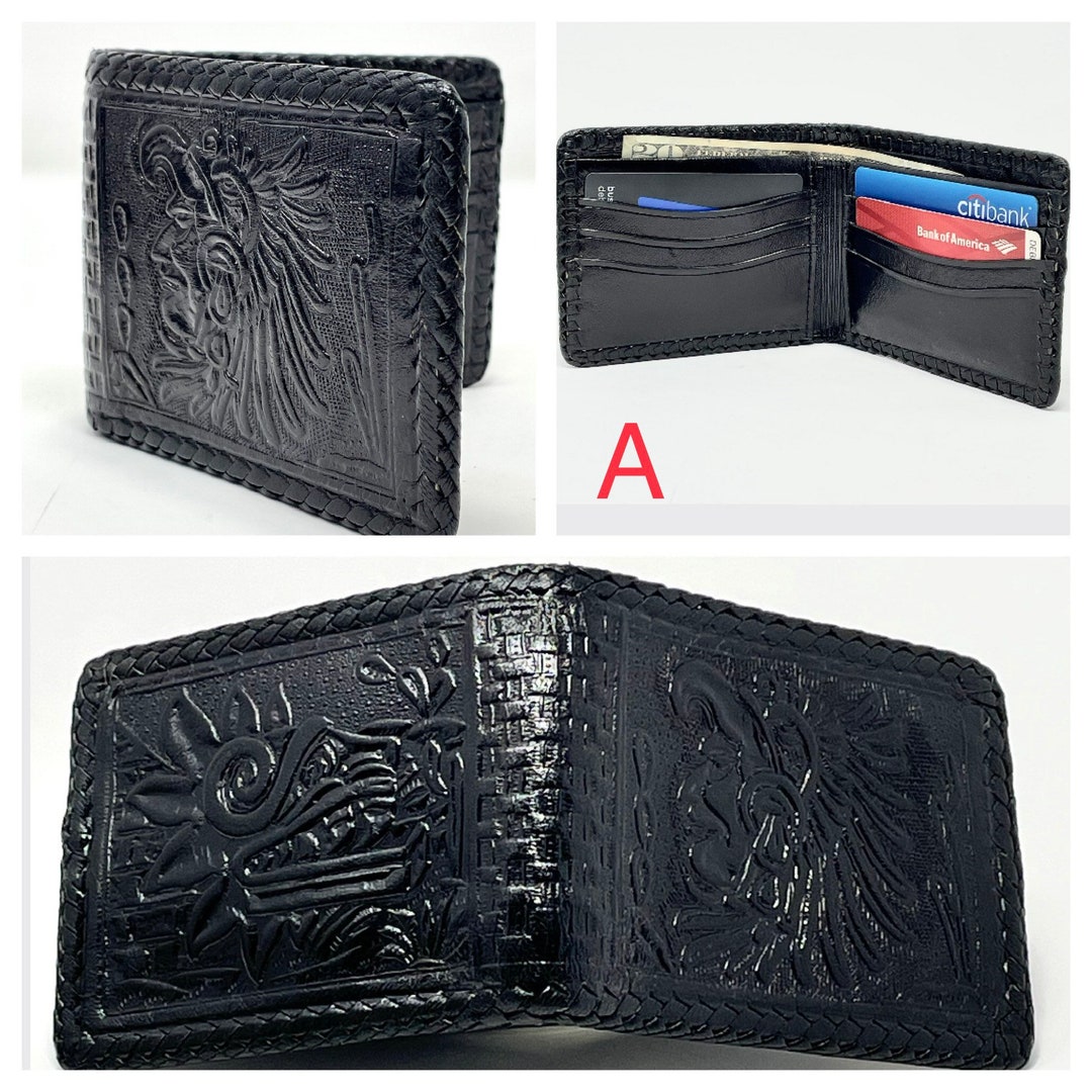Handmade Mexican Hand Tooled Laced Leather Men's Wallets - Etsy