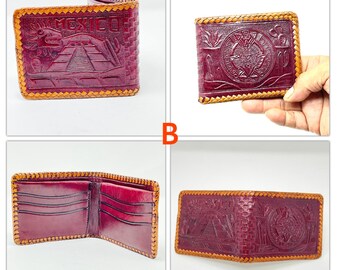 Handmade Mexican Hand Tooled Laced Leather Men's Wallets | Etsy
