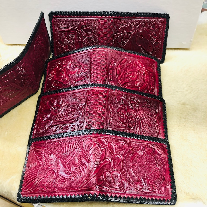 Handmade Mexican Hand Tooled Laced Leather Men's Wallets | Etsy