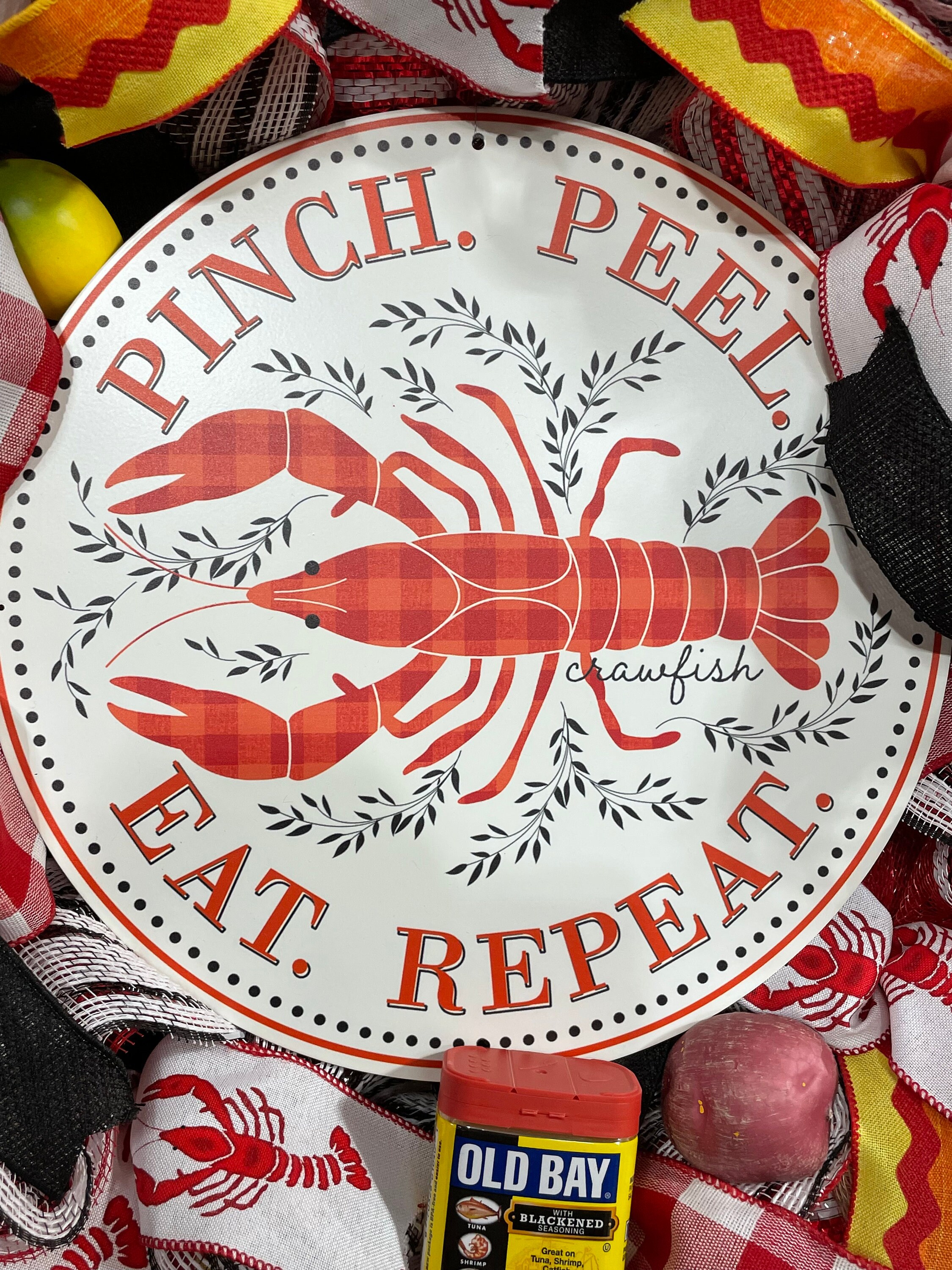 Springtime "pinch. Peel. Eat. Repeat" Crawfish Boil Wreath for Front ...