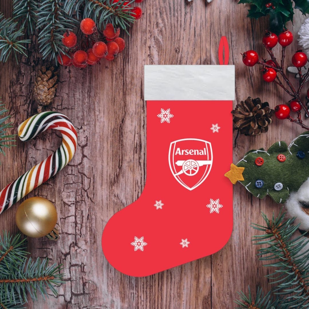 Arsenal FC Red snowflake Club Crest Stocking 17 Inches Officially ...