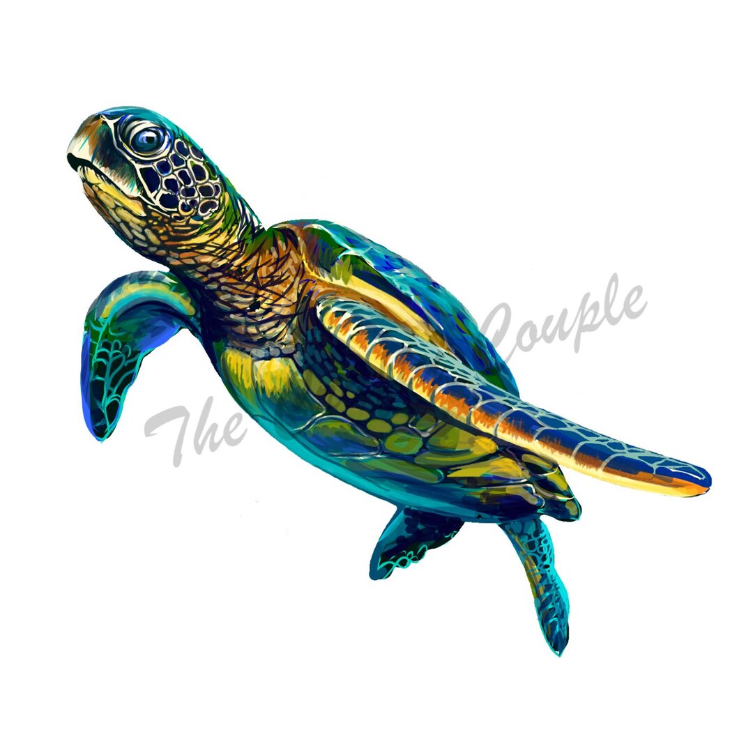 Sea Turtle 3 No Background Waterslide Decal, Tumbler Decal, Furniture ...
