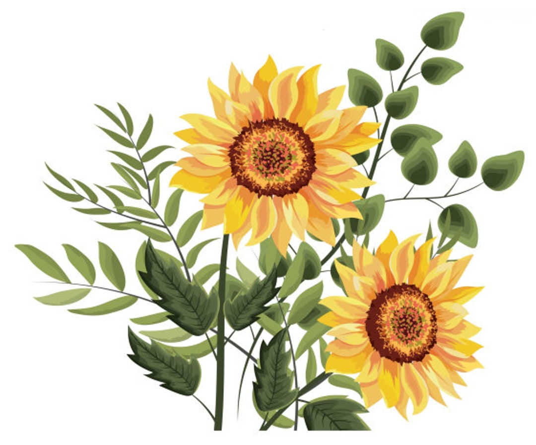 Sunflower 2 Stems Waterslide Decal - Etsy