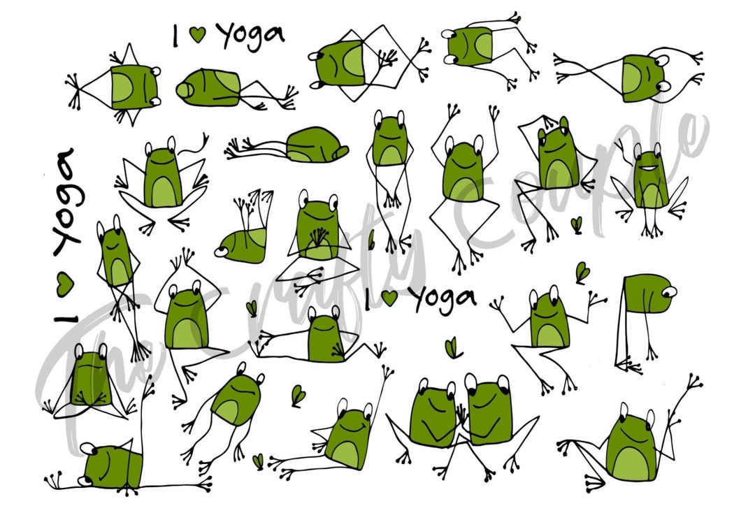 Waterslide Decal Yoga Frogs, Tumbler Decal, Furniture Decal, Glass ...