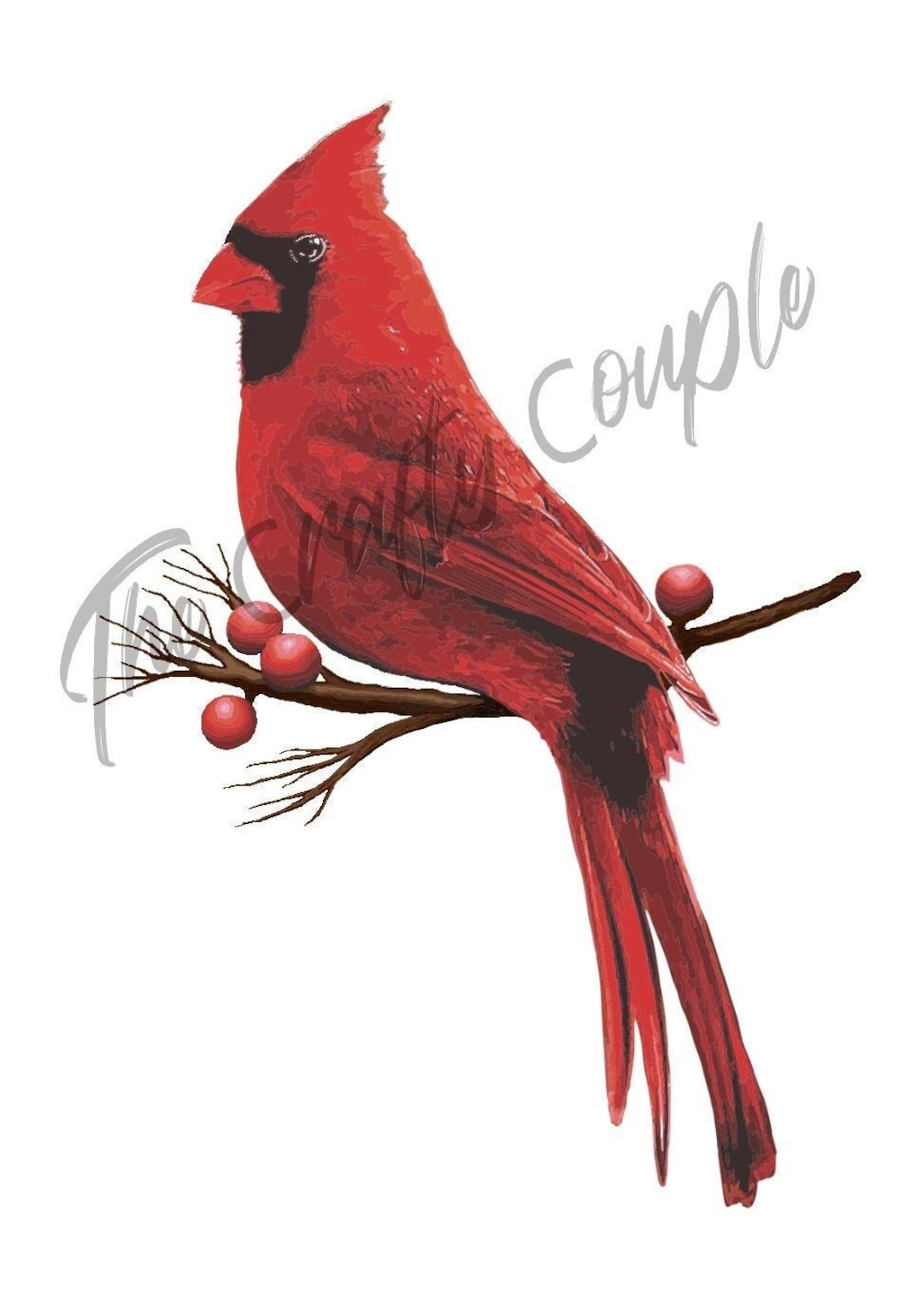 Waterslide Decal Cardinal With Berries, Tumbler Decal, Furniture Decal ...