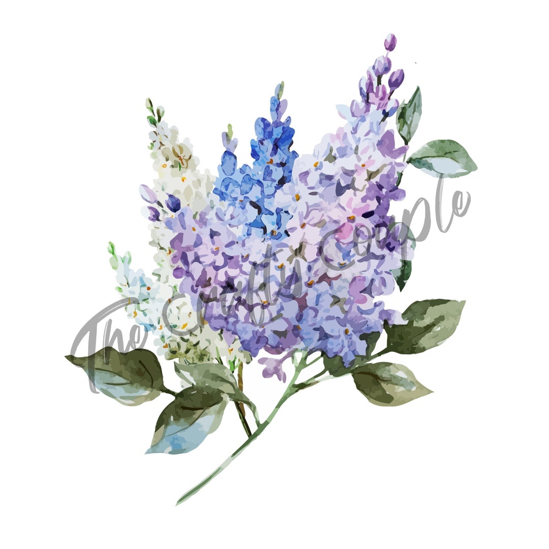 Waterslide Decal Lilac Flowers Purple and Blue, Tumbler Decal ...
