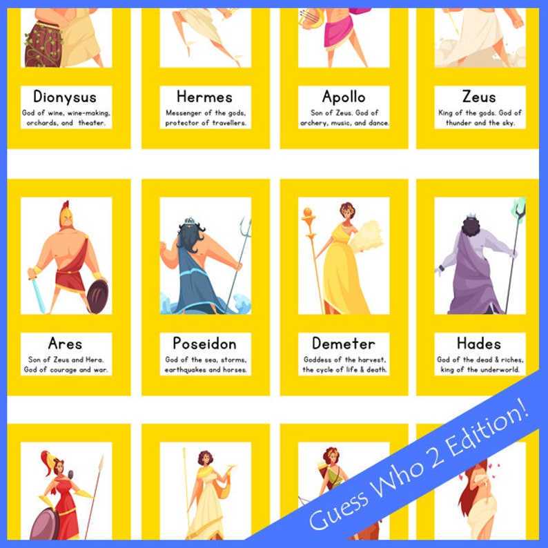 Ancient Greek Mythology Guess Who Cards (new Edition) - Etsy