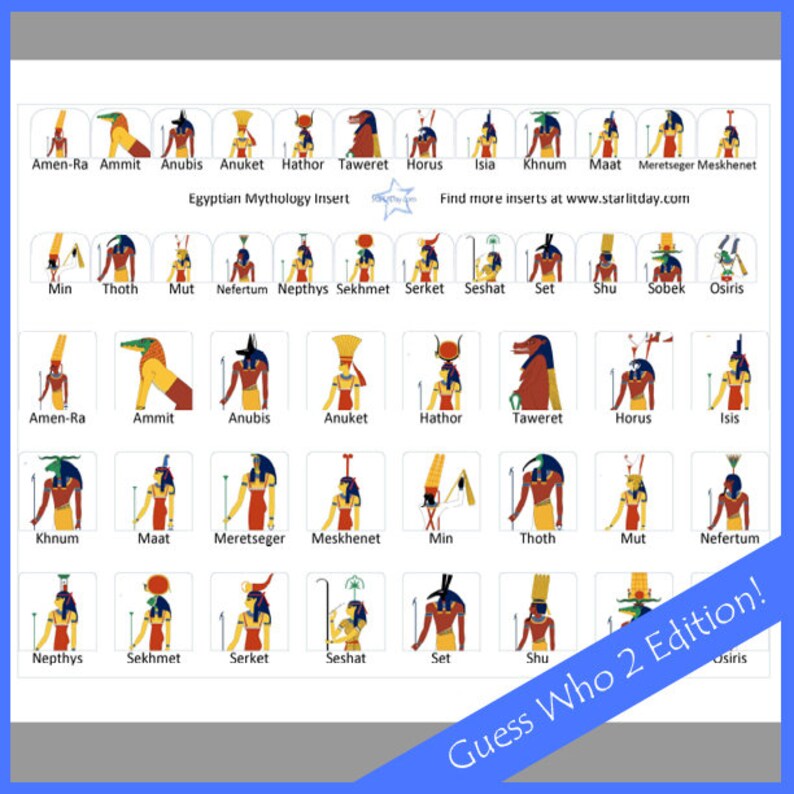 Ancient Egypt Gods and Goddesses Guess Who Cards new Edition - Etsy