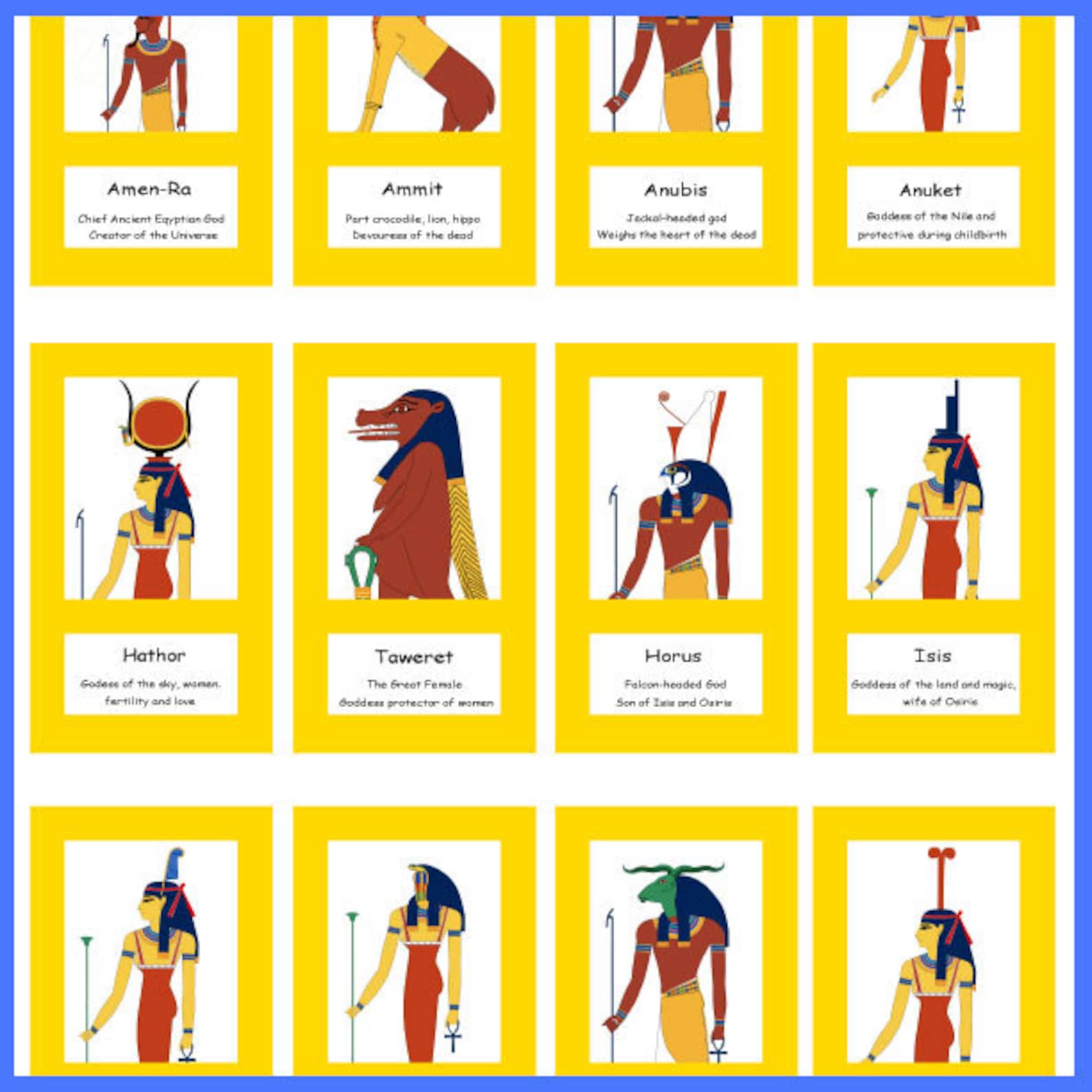 Ancient Egypt Gods and Goddesses Guess Who Cards (classic Edition) - Etsy