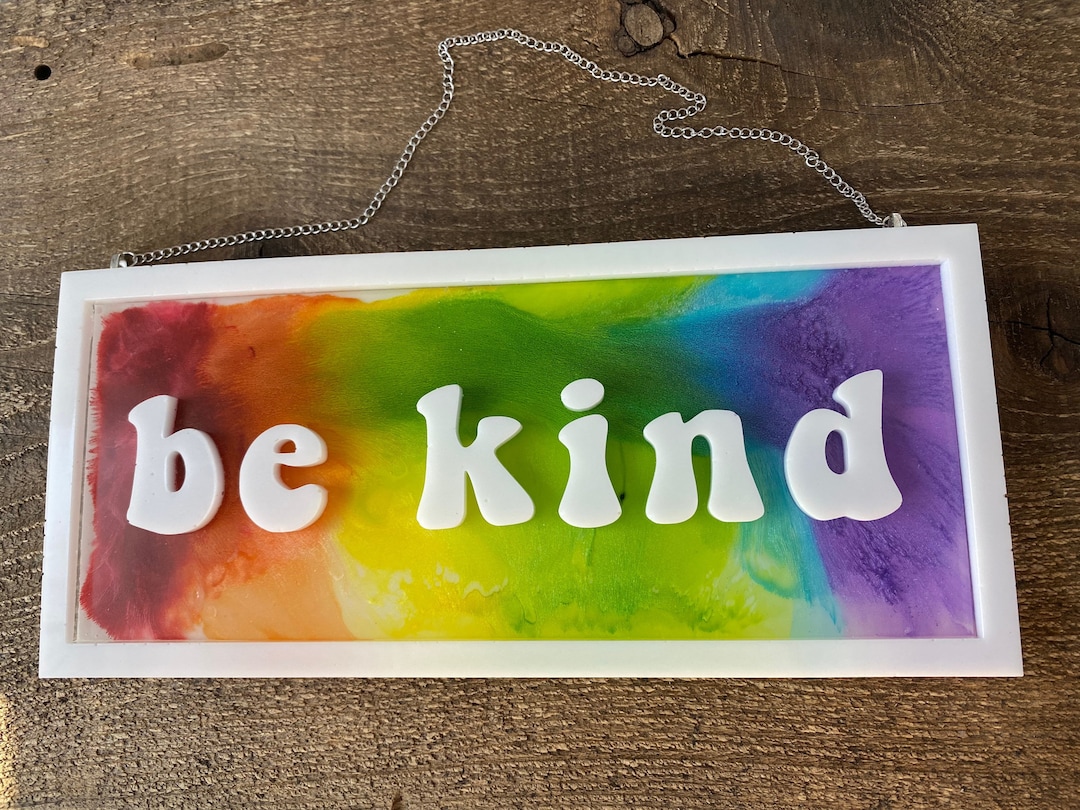 B-GRADE-READ DESCRIPTION, Be Kind Rainbow Glitter Sign, Kindness, Gay ...