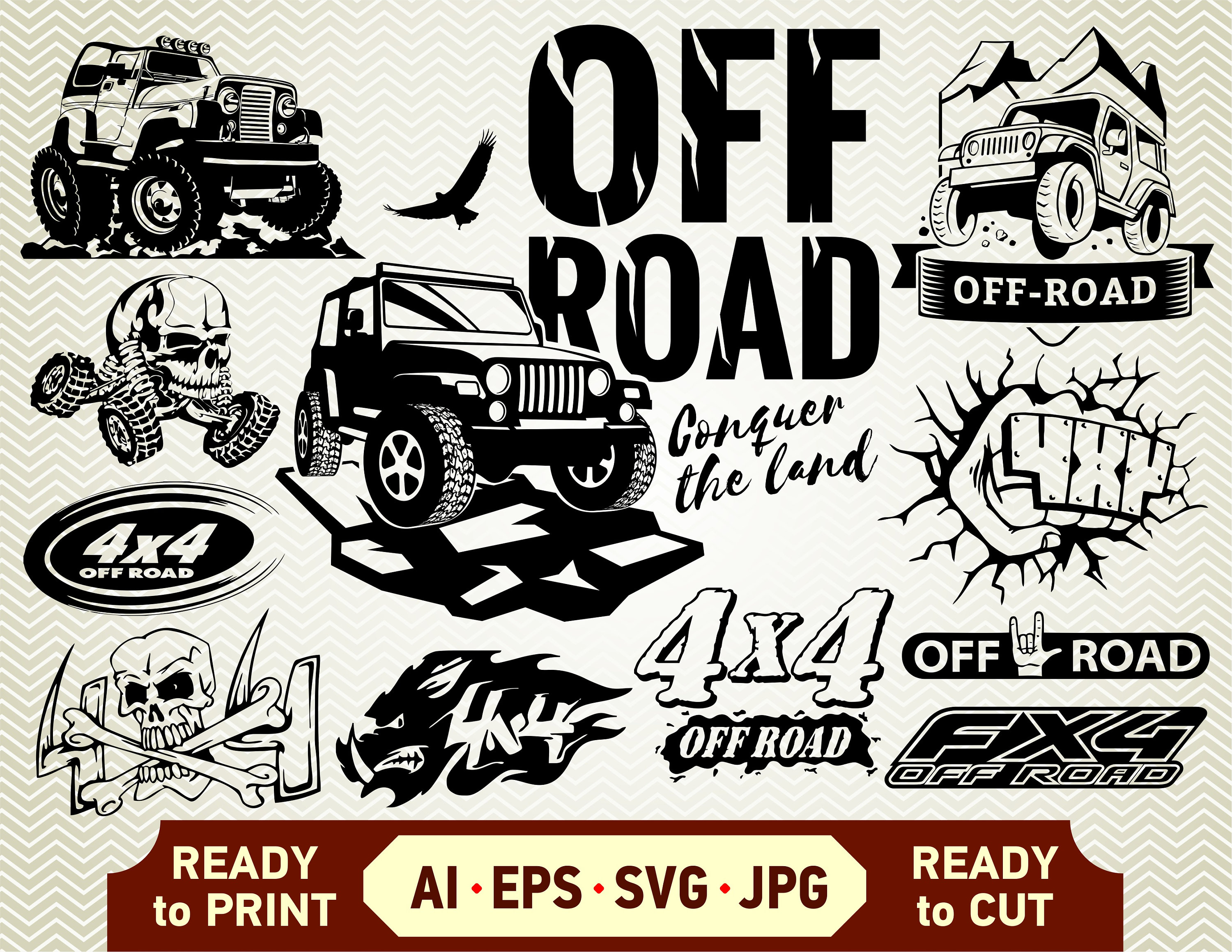 Off Road Car Sticker Svg Bundle 4x4 Decal Vector Clip