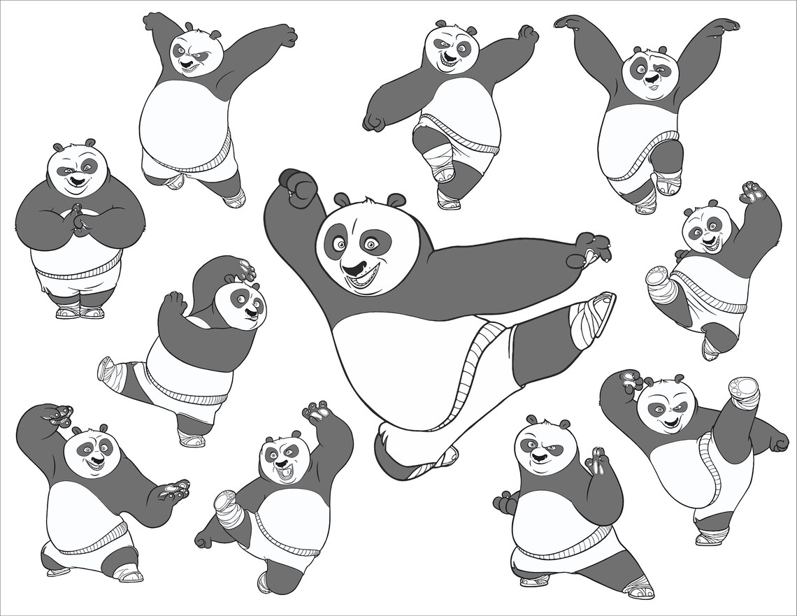Kung Fu Panda SVG Bundle. Cartoon vector clipart collection. | Etsy