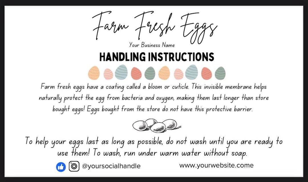 Farm Fresh Eggs Handling Instructions - Etsy