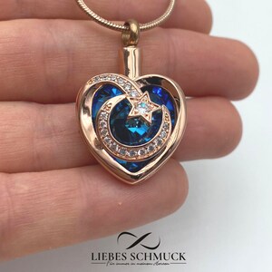 Urn Necklace Universe Heart Steel Rose Gold Blue Cremation Jewelry for ...
