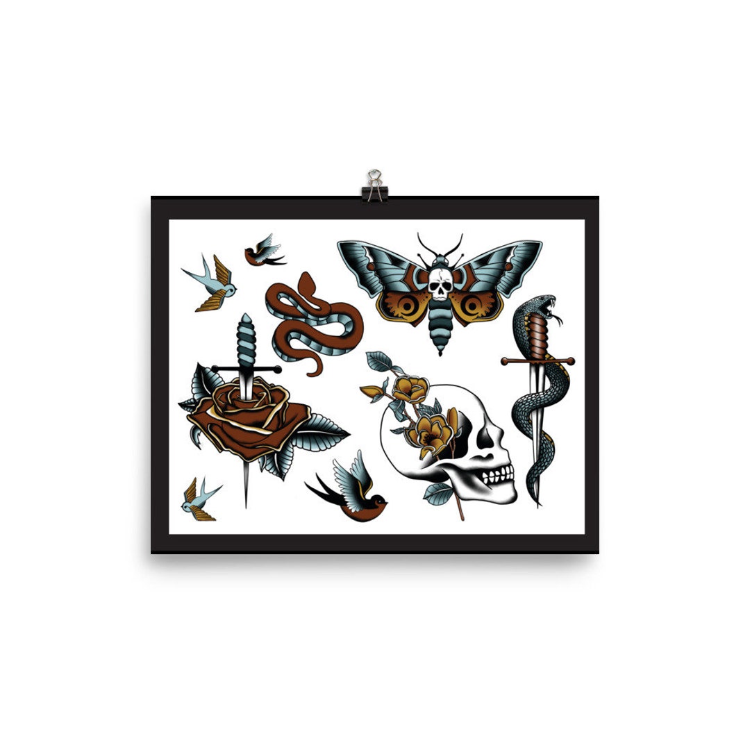 Traditional American Tattoo Flash Sheet - Print - Etsy
