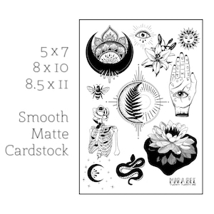 Witchy Flash Sheet - Impression De Style Tatouage Noir Et Blanc ...