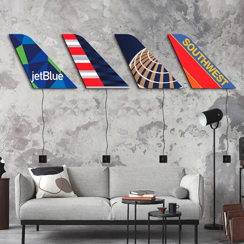 Custom Airline Tail Sign Lighted, Airline Tail Wall Art, Plane Tail ...