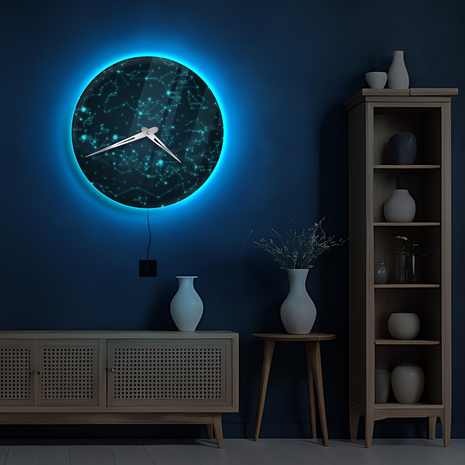 Star Map LED Wall Clock, Constellation Light up Clock Decor, Celestial ...