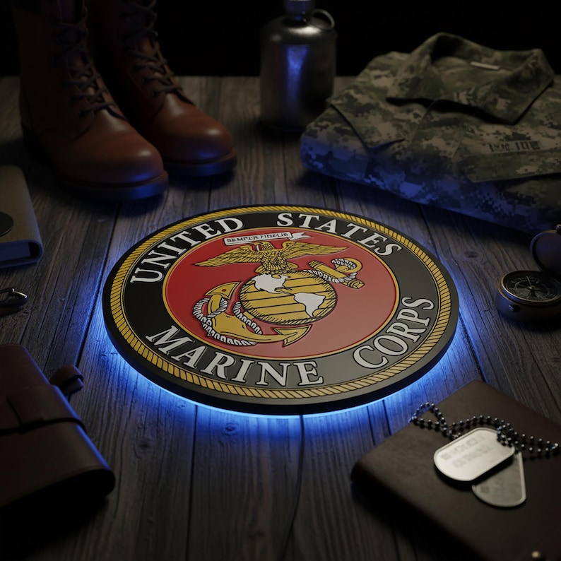 USMC Led Sign, United States Marine Corps Wall Light, Marine Corps ...