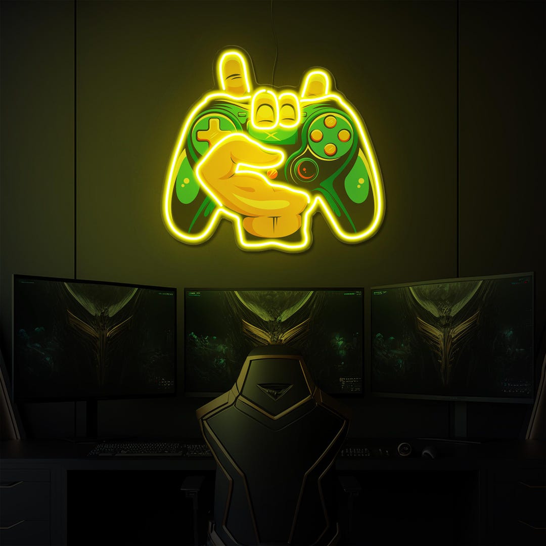 Game Controller Neon Sign, Game Room Neon Sign, Gamepad Neon Sign ...