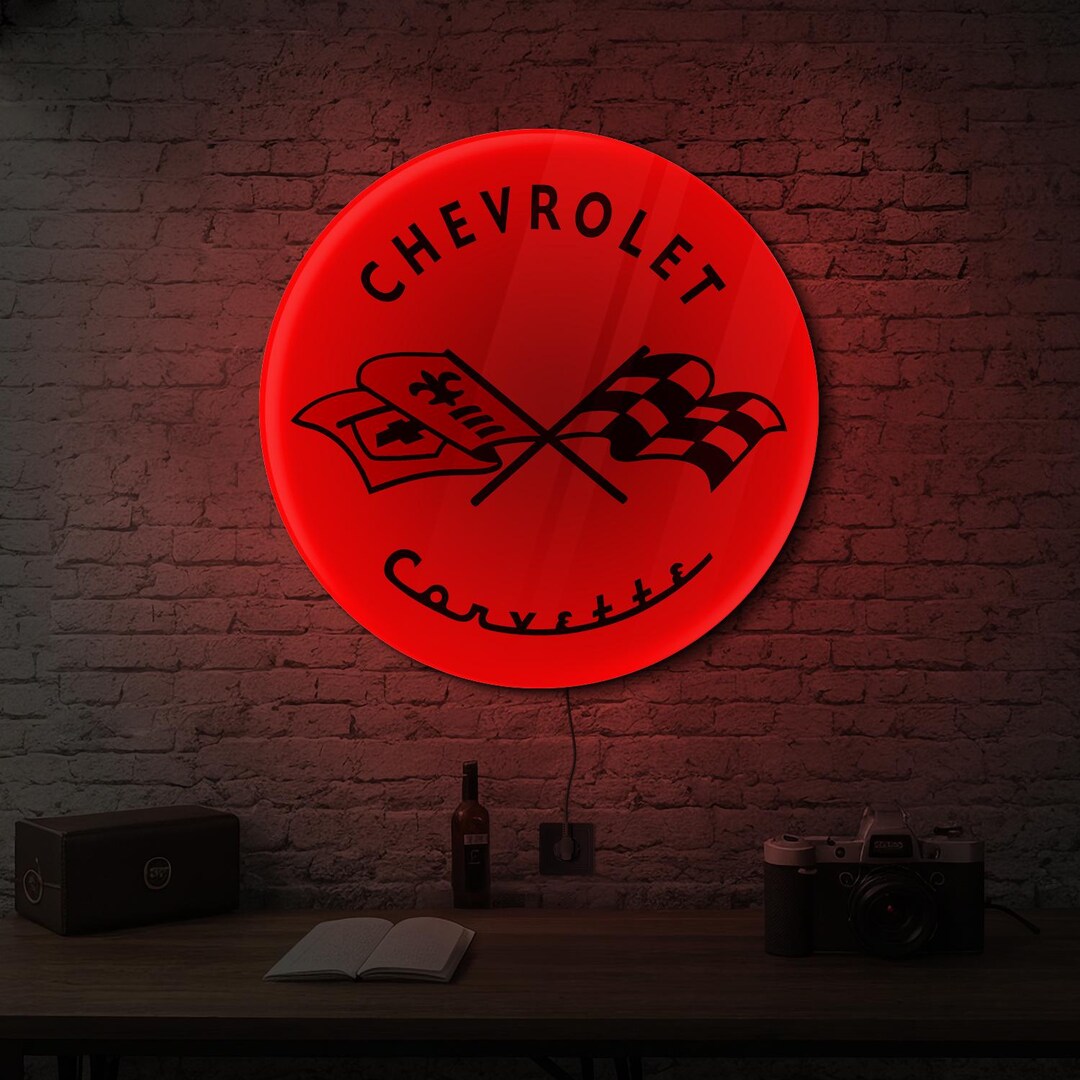Chevrolet Neon Sign, Corvette Led Neon Sign, Man Cave Led Sign, Garage ...