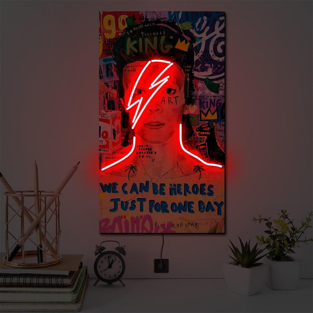Bolt Neon Sign, David Bowie Neon Sign, Neon Poster, Music Neon Sign ...