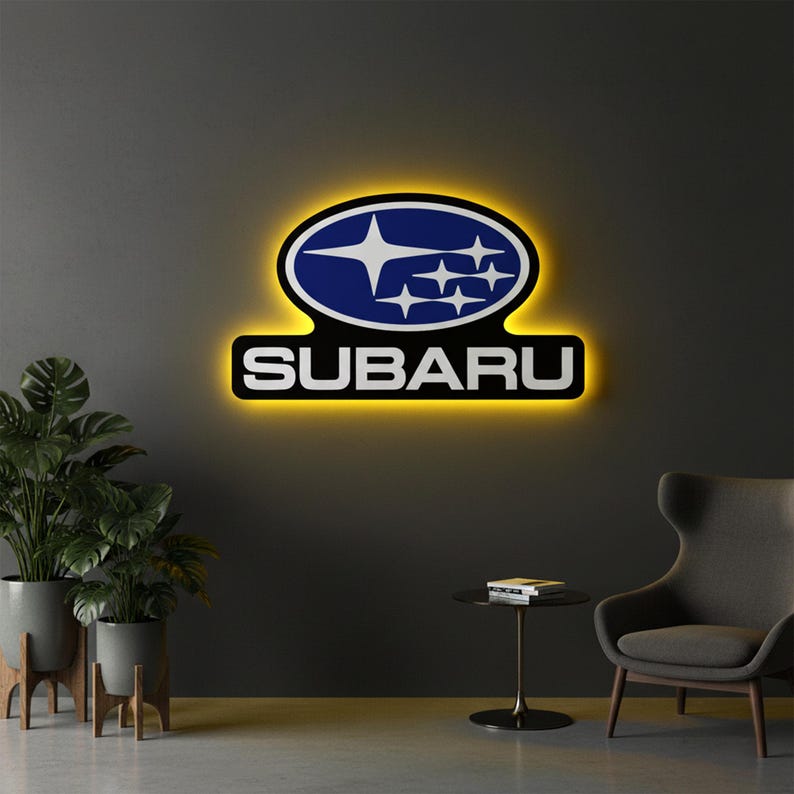 Subaru Garage Wall Sign, Subaru LED Logo Light, Subaru WRX Wall Decor ...
