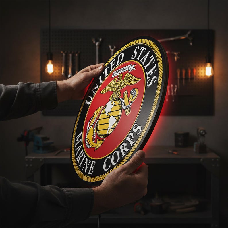 USMC Led Sign, United States Marine Corps Wall Light, Marine Corps ...