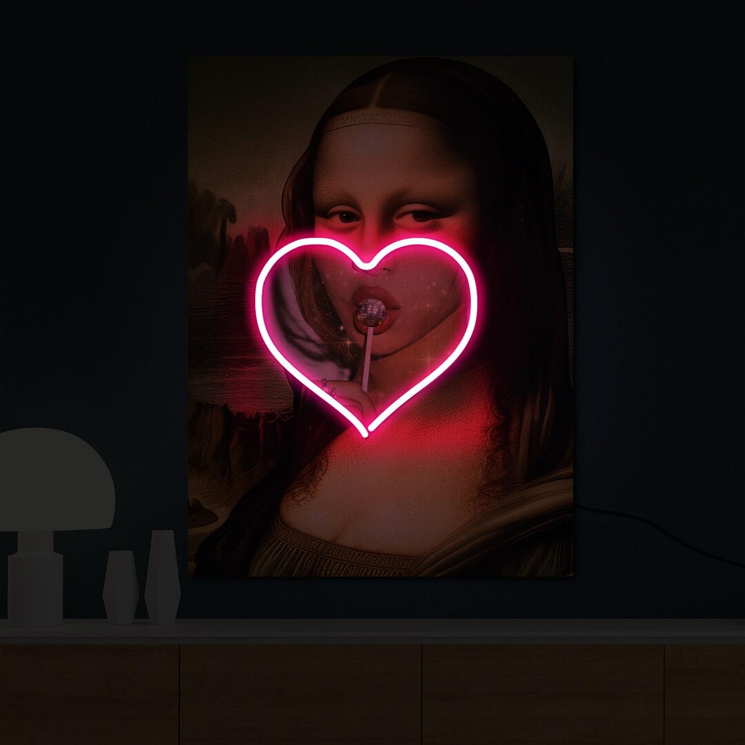 Mona Lisa Neon Sign, Mona Lisa Neon Poster, Pop Art Neon, Neon Artwork ...