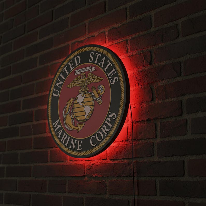USMC Led Sign, United States Marine Corps Wall Light, Marine Corps ...