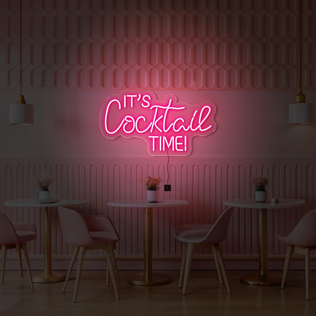 It's Cocktail Time Neon Sign, Neon Bar Sign, Party Neon Sign, Home Bar ...