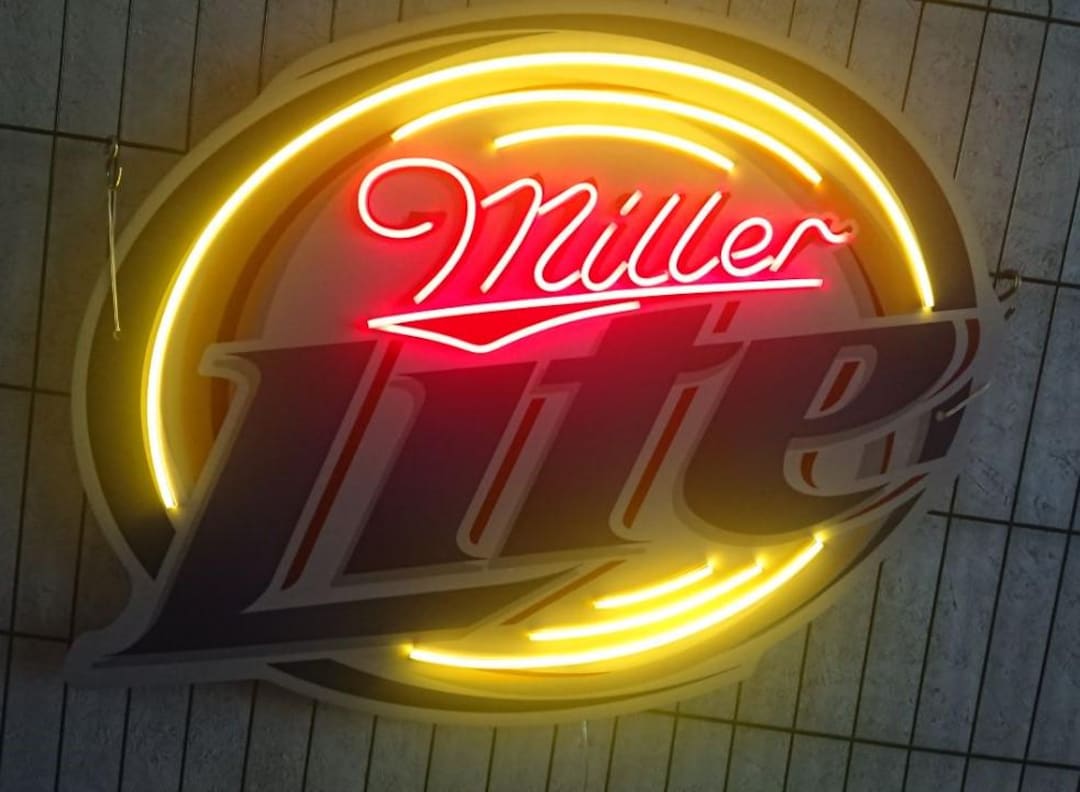 Miller Lite Neon Sign, Beer Neon Sign, Home Bar Neon Sign, Beer Logo ...
