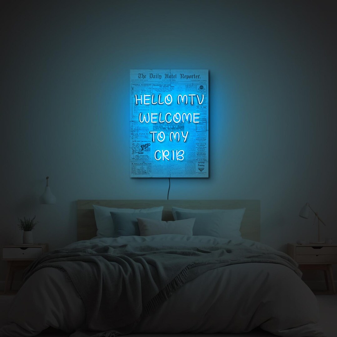 Hello Mtv Welcome to My Crib Neon Sign, Quote Neon Sign, Newspaper Led ...