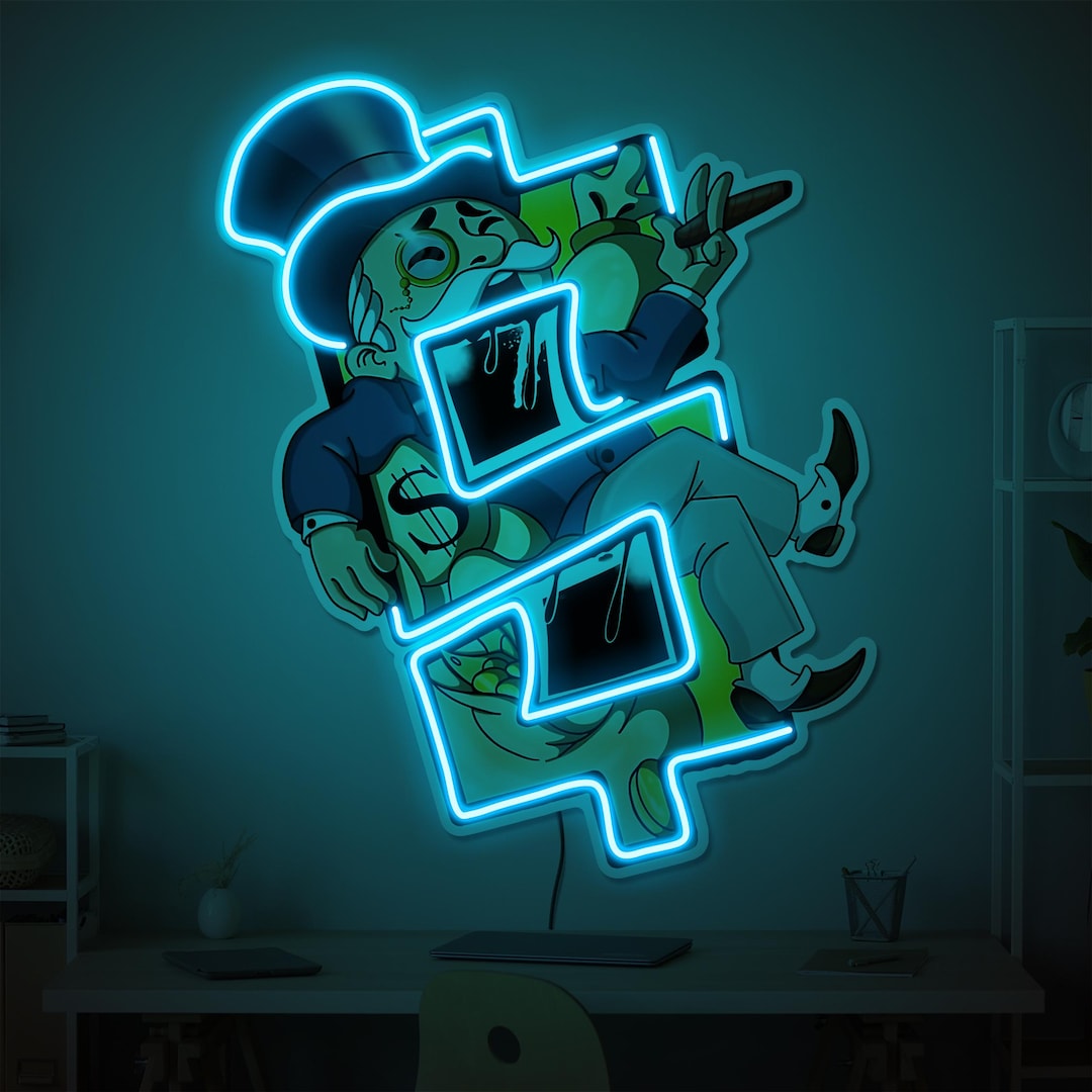 Monopoly Man Neon Sign, Dollar Neon Sign, Money Neon Sign, Monopoly Pop ...