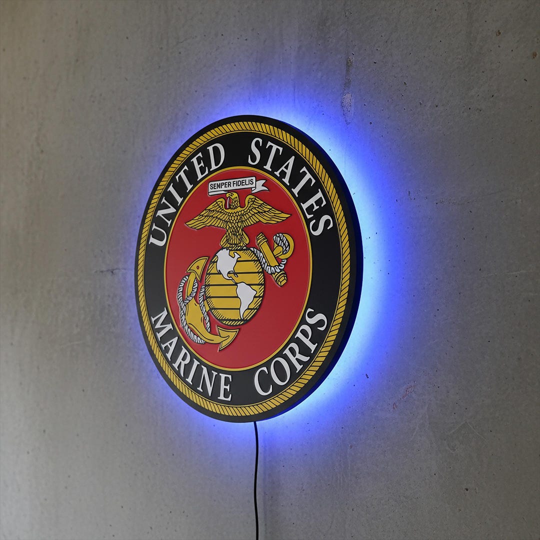USMC Led Sign, United States Marine Corps Wall Light, Marine Corps ...