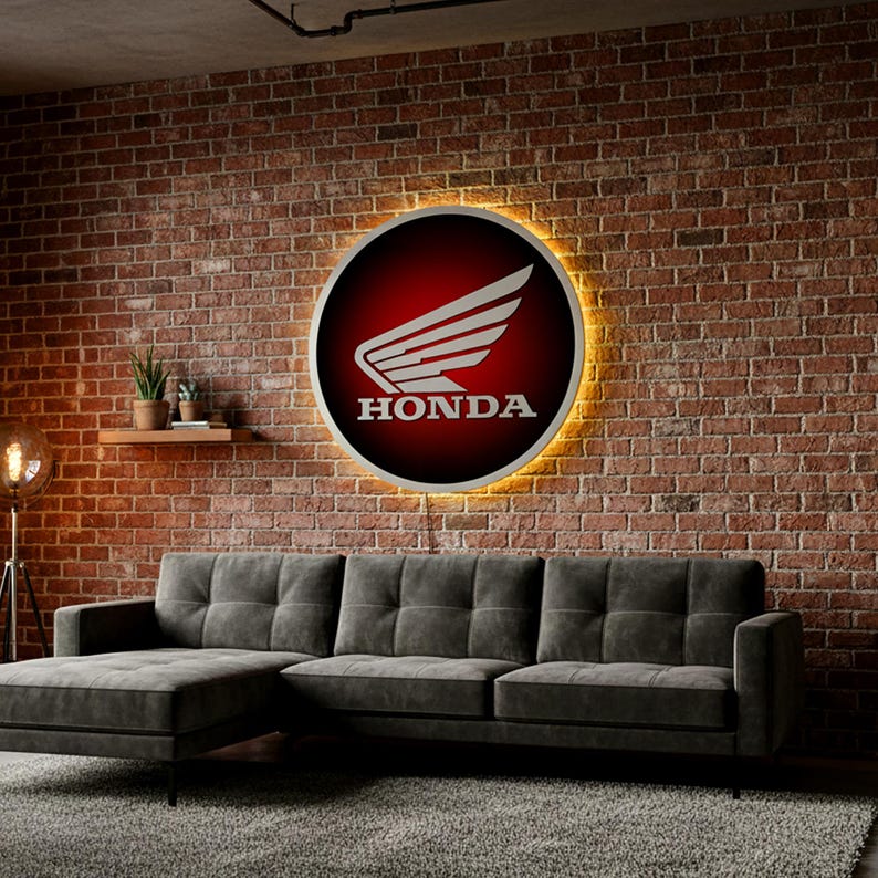 Honda Motorcycle Wall Sign, Honda Racing LED Light, Garage Wall Decor ...