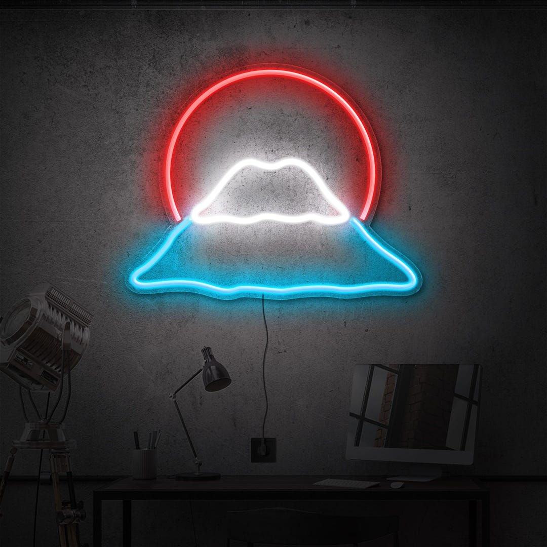 Fuji Mountain Neon Sign, Japanese Neon Sign, Mountain Led Sign, Sunrise ...