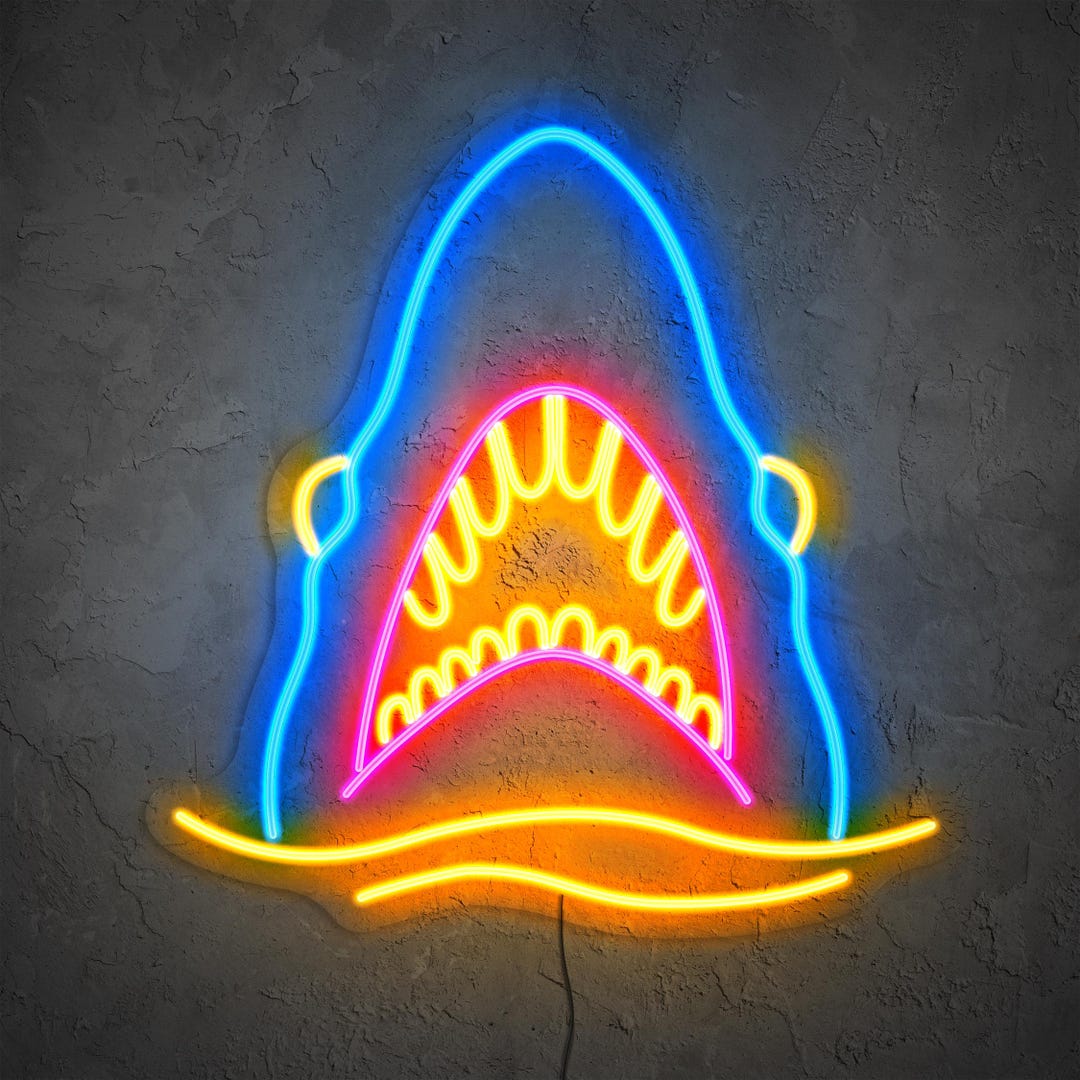 Shark Neon Sign, Shark Neon Light, Fishing Neon Sign, Shark Lamp ...