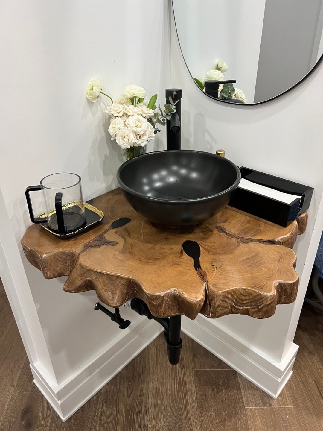 Floating Vanity Top, Raw Edge Vanity Top, Corner Live Edge Vanity Top ...