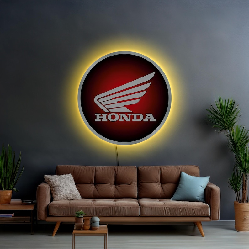 Honda Motorcycle Wall Sign, Honda Racing LED Light, Garage Wall Decor ...