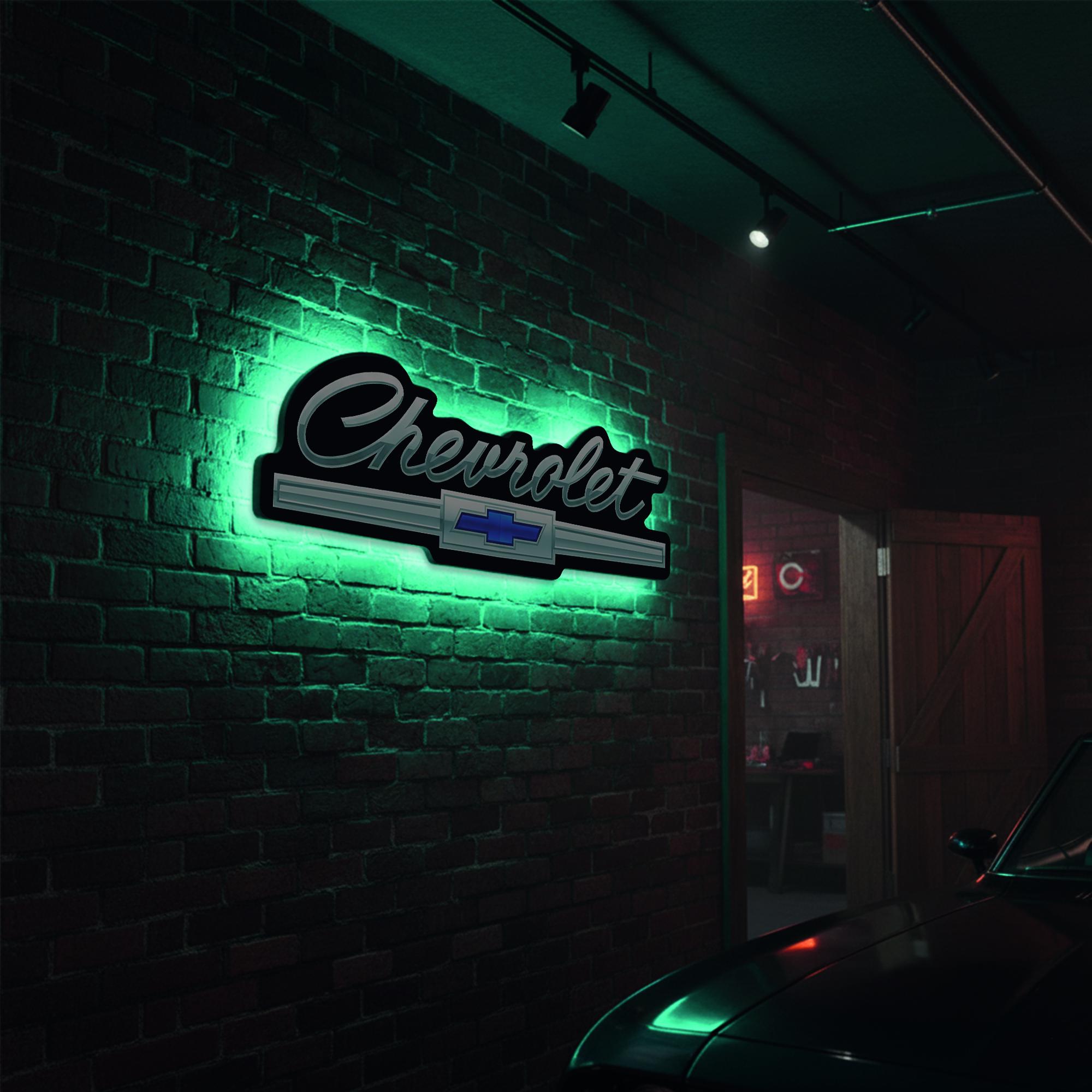 Chevrolet Garage Wall Sign, Chevy LED Sign for Bar, Chevy Wall Decor ...