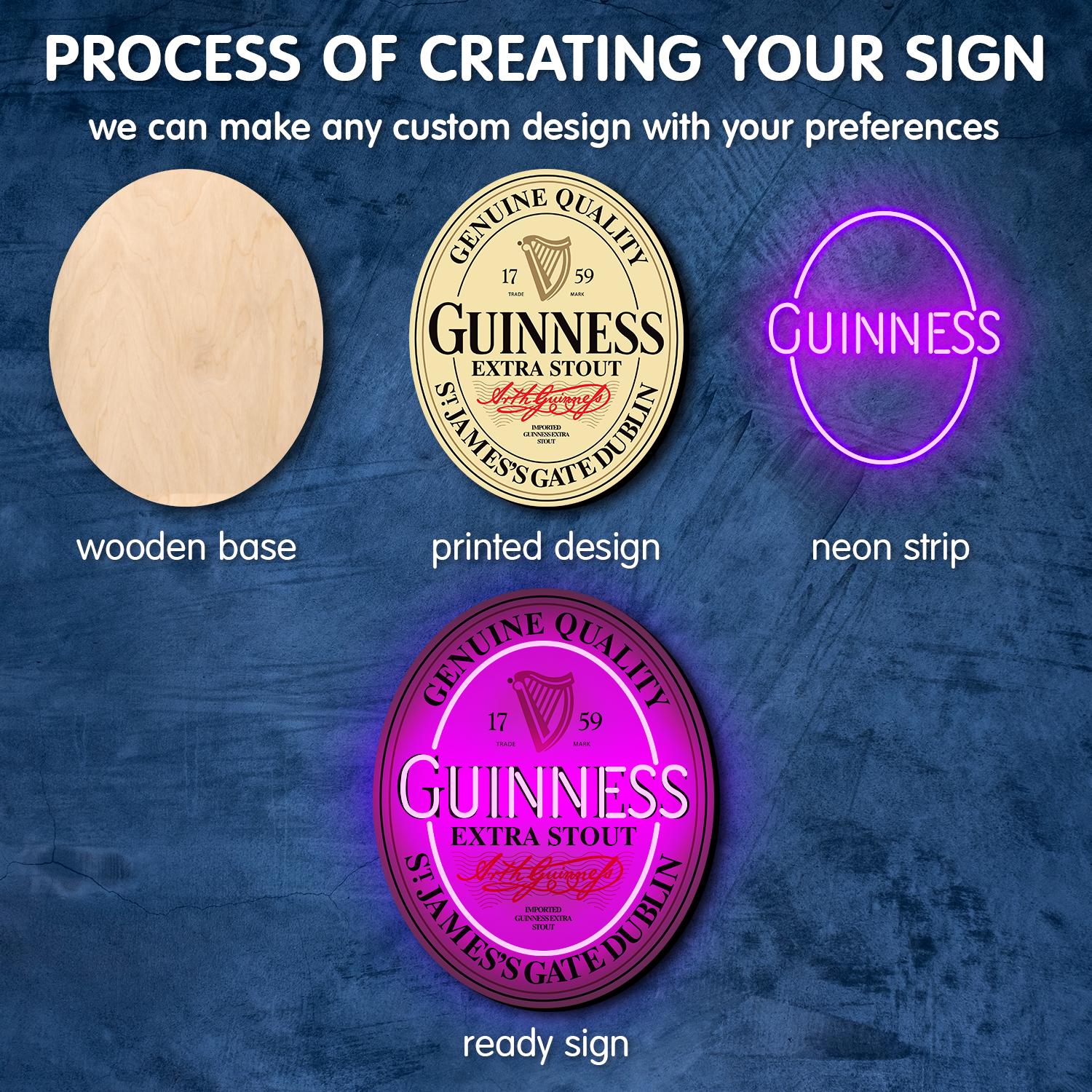 Guinness Neon Sign, Guinness Led Sign, Beer Neon Sign, Neon Bar Sign ...